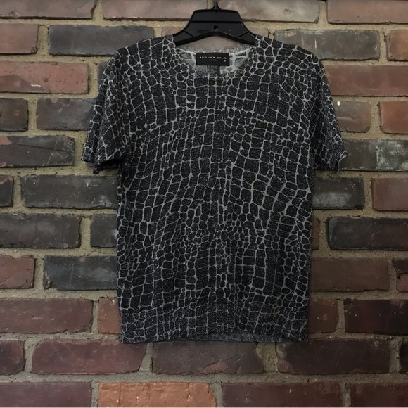 august silk | Tops | August Silk Animal Print Silk Blend Metallic Knit ...